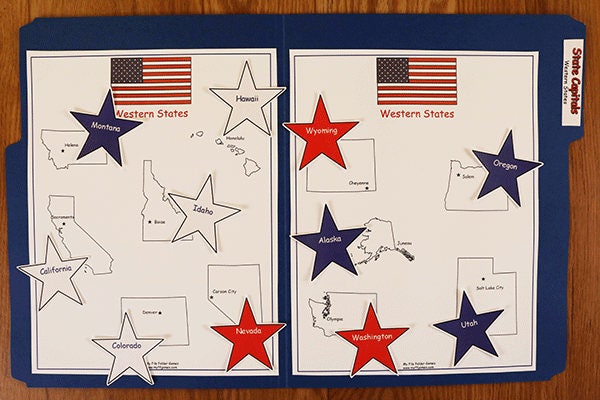 State Capitals - Western States - Printable File Folder Game PDF ...