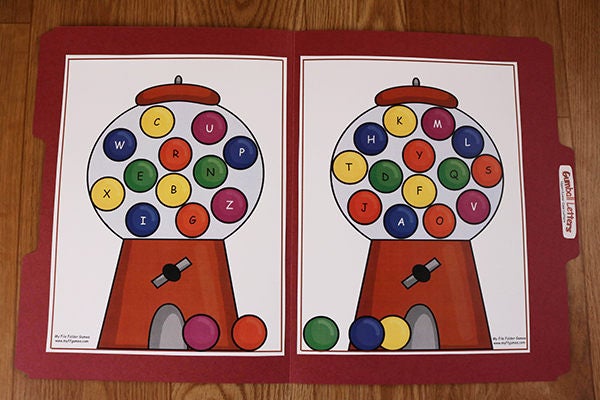 Upper/lowercase Letters - Gumball Letters - Printable File Folder Game ...