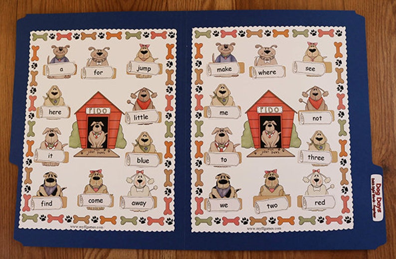 File Folder Game Dog Days Pre-primer Dolch Sight Words - Etsy