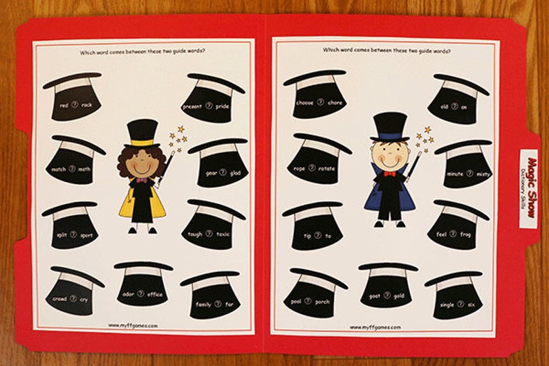 Dictionary Guide Words -magic Show- File Folder Game -printable PDF ...