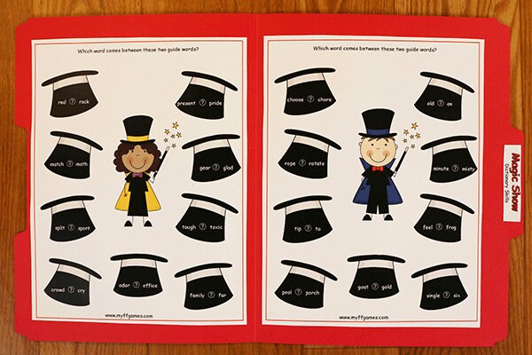 Dictionary Guide Words -magic Show- File Folder Game -printable PDF ...