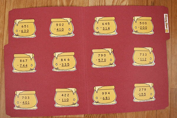 3 Digit Subtraction - Honey Bear - Printable -file Folder Game PDF ...