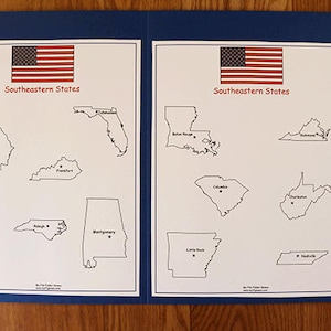 State Capitals - Southeastern States - - Printable File Folder Game PDF ...