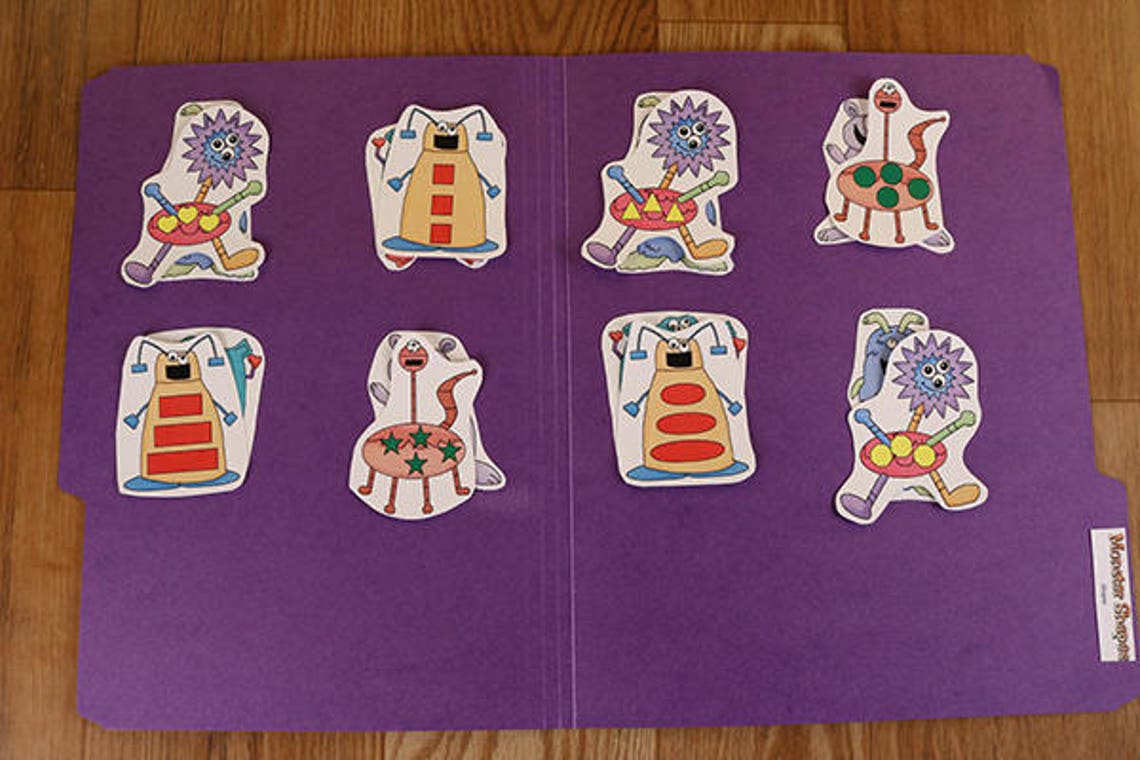 Shape Matching - Monster Shapes- Printable File Folder Game PDF ...