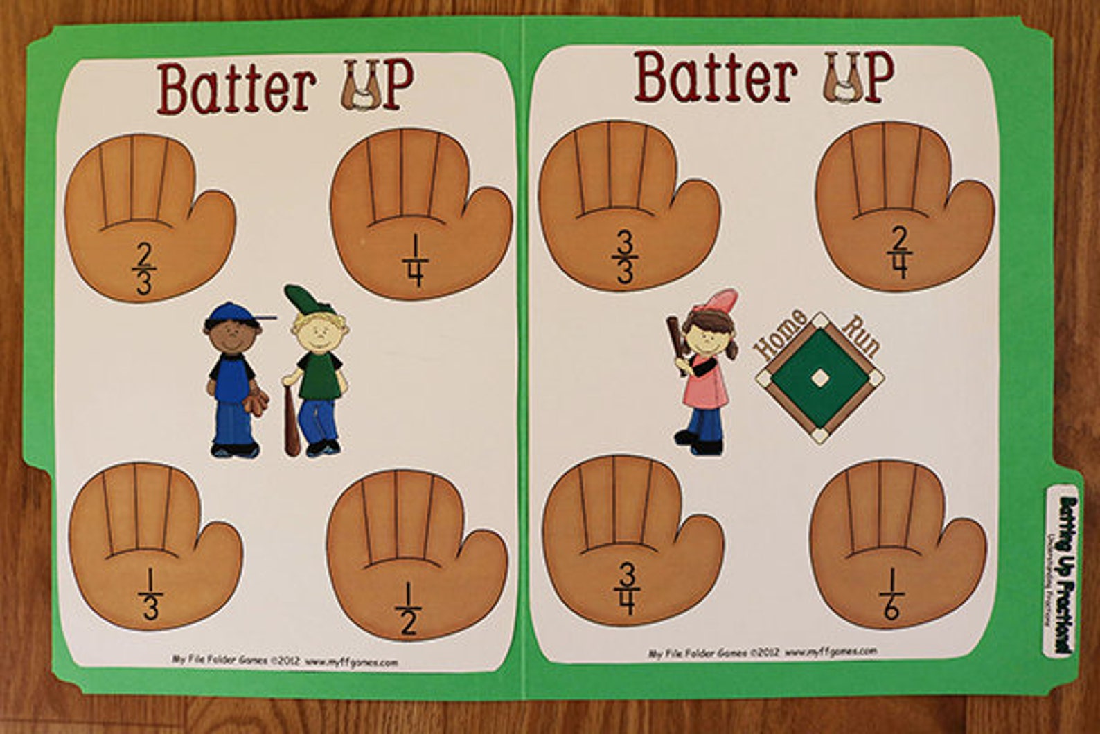 Fractions - Batting up Fractions- Printable File Folder Game PDF ...