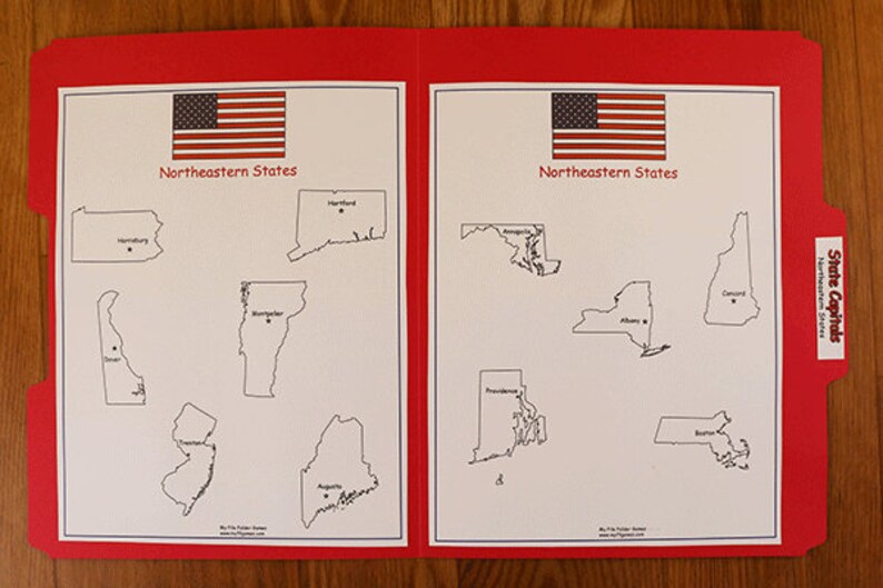 State Capitals - Northeastern States - Printable File Folder Game PDF ...