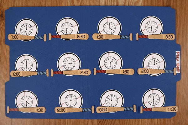 Telling Time - Hour & Half Hour - Play Ball- Printable File Folder Game ...