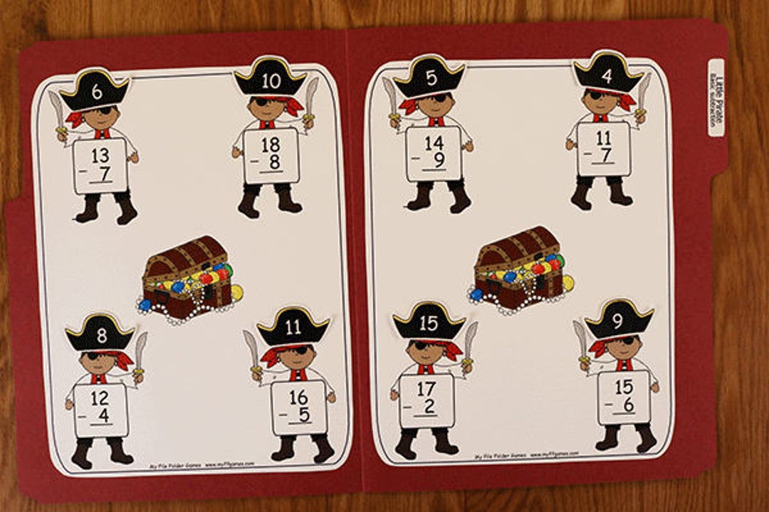 Subtraction - Little Pirate - Printable File Folder Game PDF Download ...