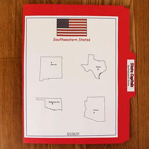 State Capitals - Southwestern States - Printable File Folder Game PDF ...
