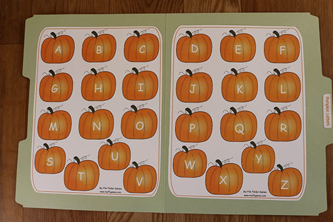 Upper/lowercase Letters - Pumpkin Letters - Printable File Folder Game ...