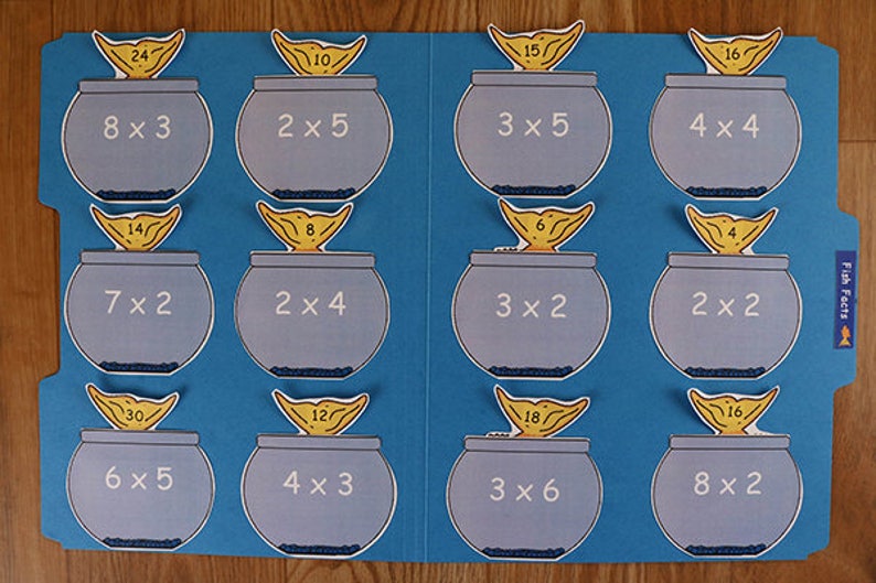 Multiplication - Fish Facts - Printable File Folder Game PDF Download ...