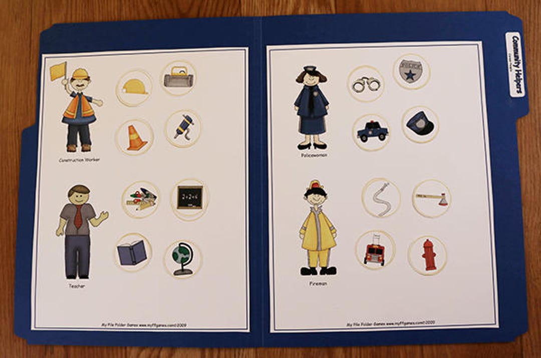 Community Helpers - Printable File Folder Game PDF Download - Preschool ...