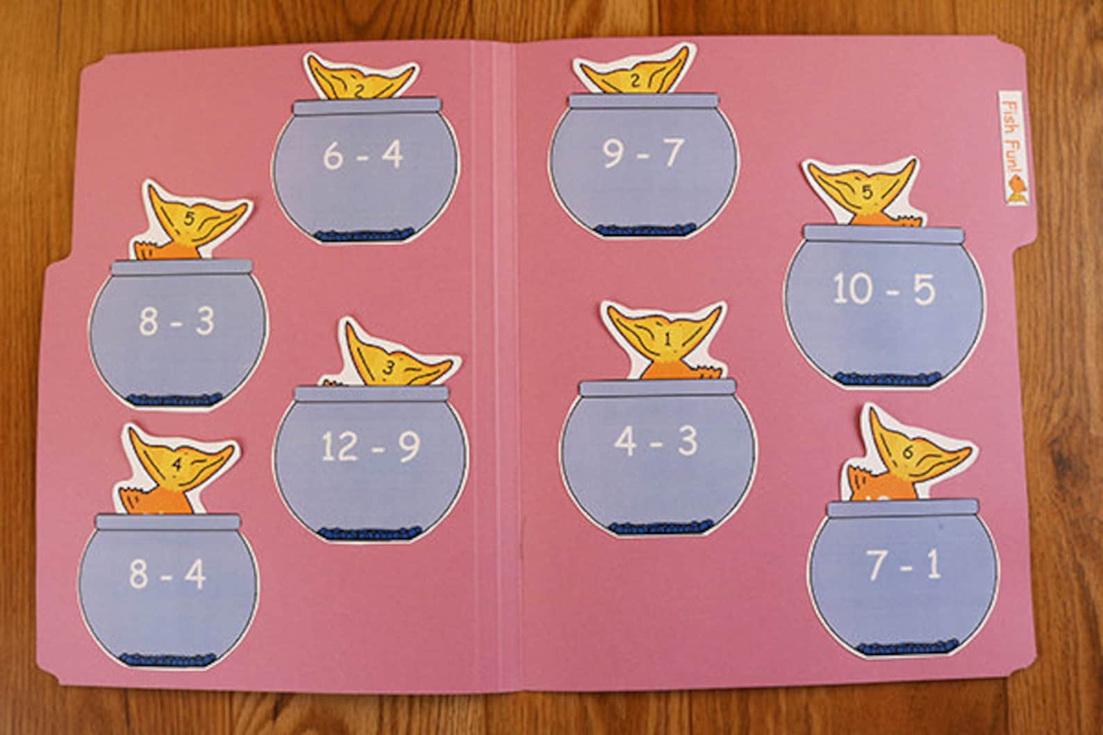 Subtraction - Fish Fun - Printable File Folder Game PDF Download ...