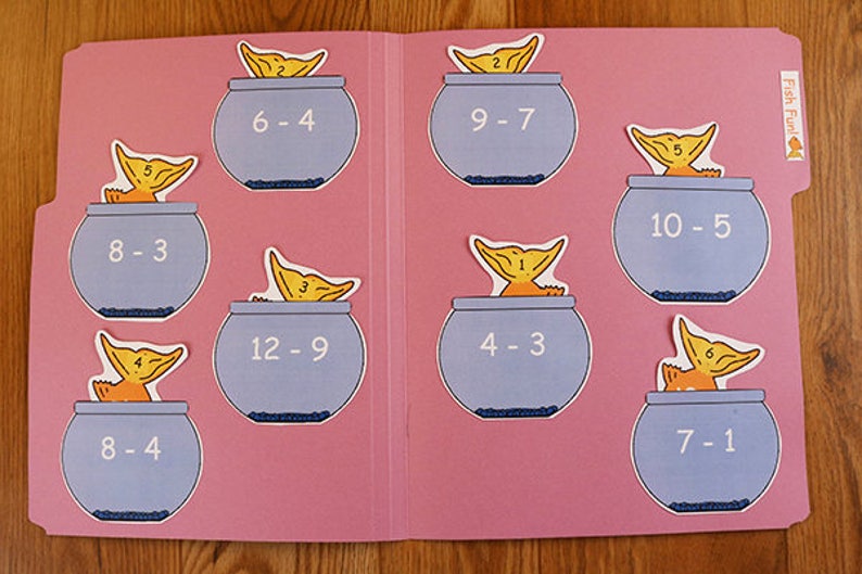 Subtraction - Fish Fun - Printable File Folder Game PDF Download ...