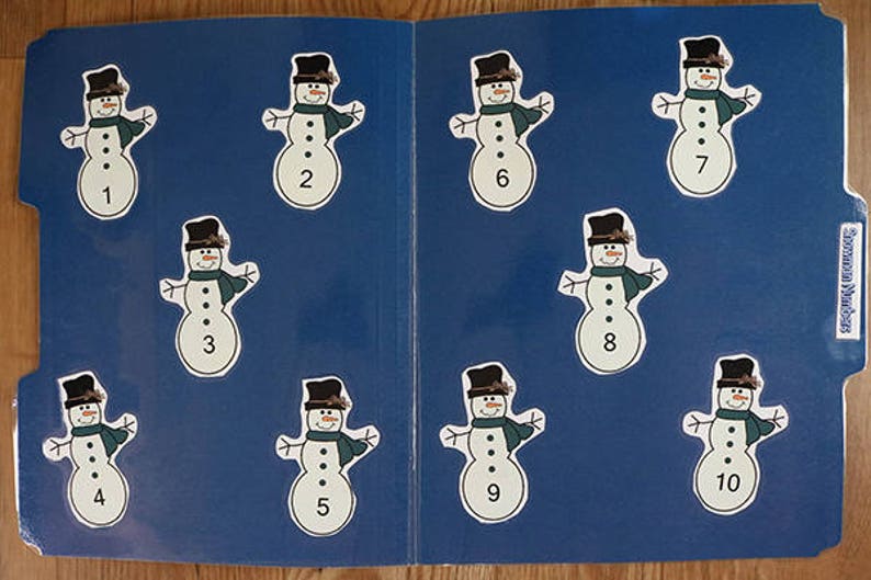 Counting Numbers - Snowman Numbers - Printable File Folder Game PDF ...