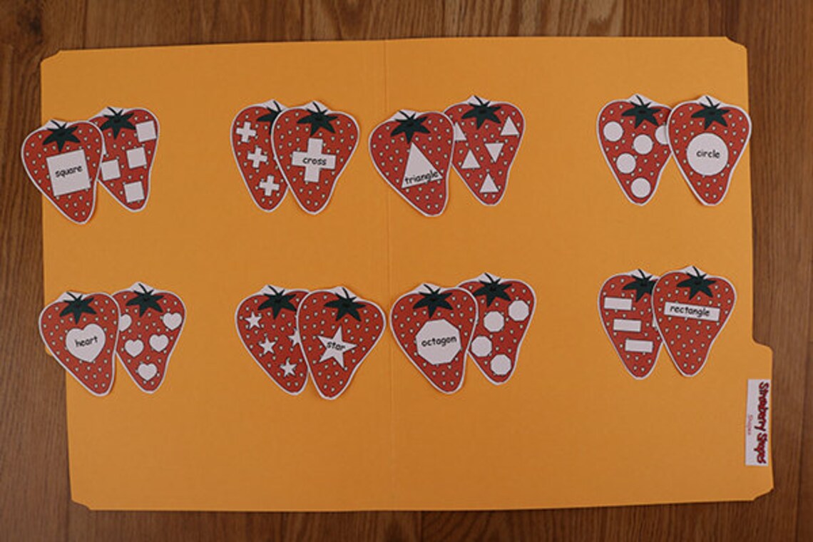 Shape Matching - Strawberry Shapes - Printable File Folder Game PDF ...