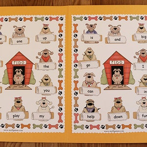 File Folder Game - Dog Days Pre-primer Dolch Sight Words- Printable PDF ...
