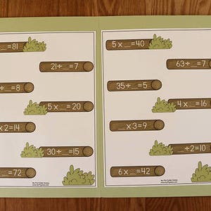 Multiplication & Division - Busy Beavers - Printable File Folder Game ...