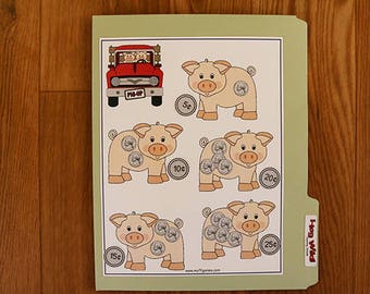 Counting Money dimes Hog Wild Printable File Folder | Etsy