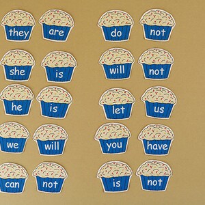 Contractions - Cupcake Contractions - Printable File Folder Game PDF ...
