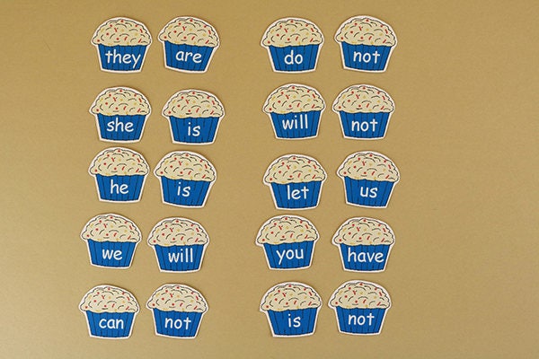 Contractions - Cupcake Contractions - Printable File Folder Game PDF ...