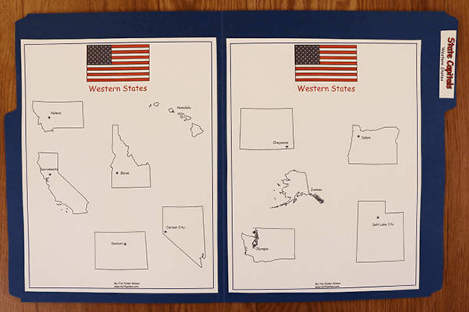 State Capitals - Western States - Printable File Folder Game PDF ...