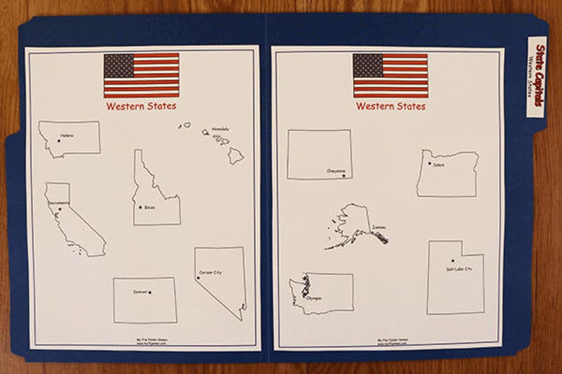 State Capitals - Western States - Printable File Folder Game PDF ...