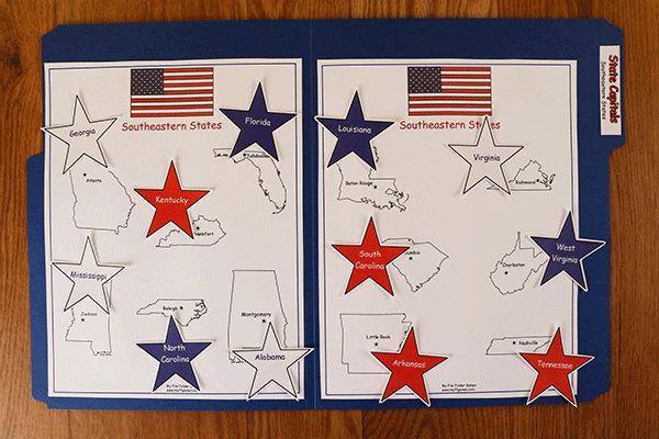 State Capitals - Southeastern States - - Printable File Folder Game PDF ...