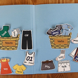Nouns and Verbs - Laundry Time - Printable File Folder Game PDF ...