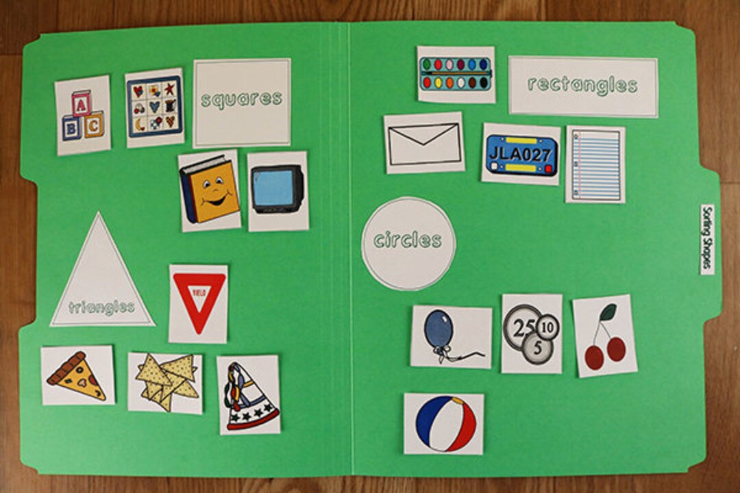 Sorting Shapes - Printable File Folder Game PDF Download - Preschool ...