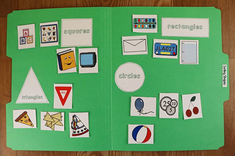 Sorting Shapes - Printable File Folder Game PDF Download - Preschool ...
