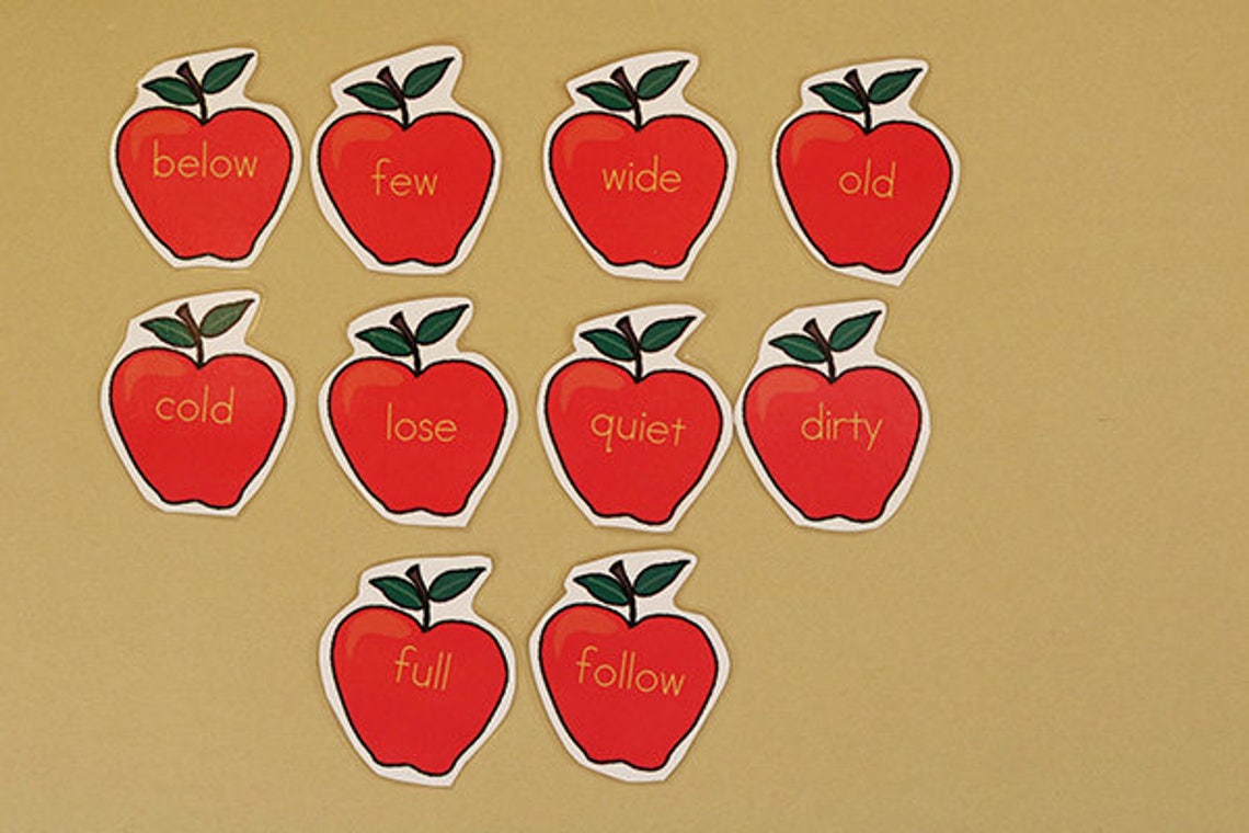 Antonyms Apple Antonyms Opposites Printable File Folder - Etsy