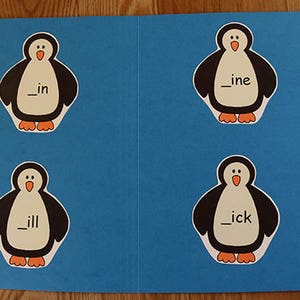 Word Families: -ick, -ine, -in, -ill - Penguin Party Set 5 - Printable ...