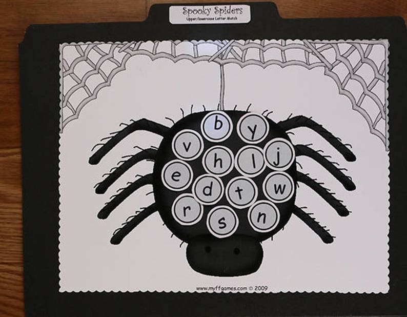 Upper/lowercase Letters - Spider Letters - Printable File Folder Game ...