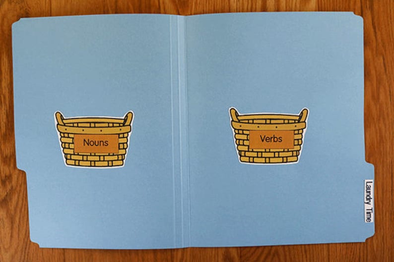Nouns and Verbs - Laundry Time - Printable File Folder Game PDF ...