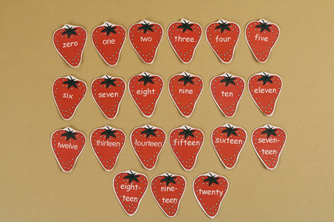 Reading Number Words - Strawberry Numbers -printable File Folder Game ...