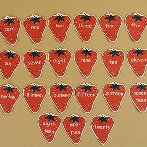 Reading Number Words - Strawberry Numbers -printable File Folder Game ...
