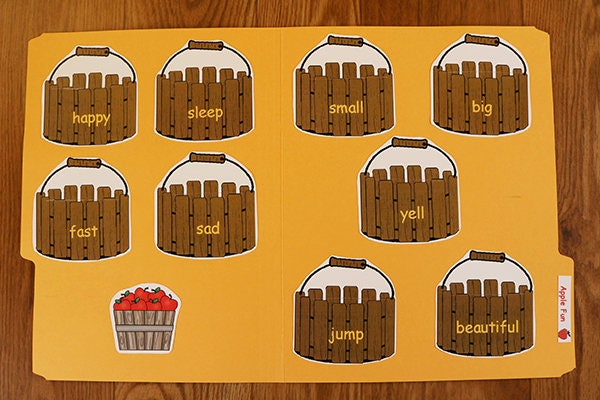 Synonyms - Apple Fun - Printable File Folder Game PDF Download - 2nd ...