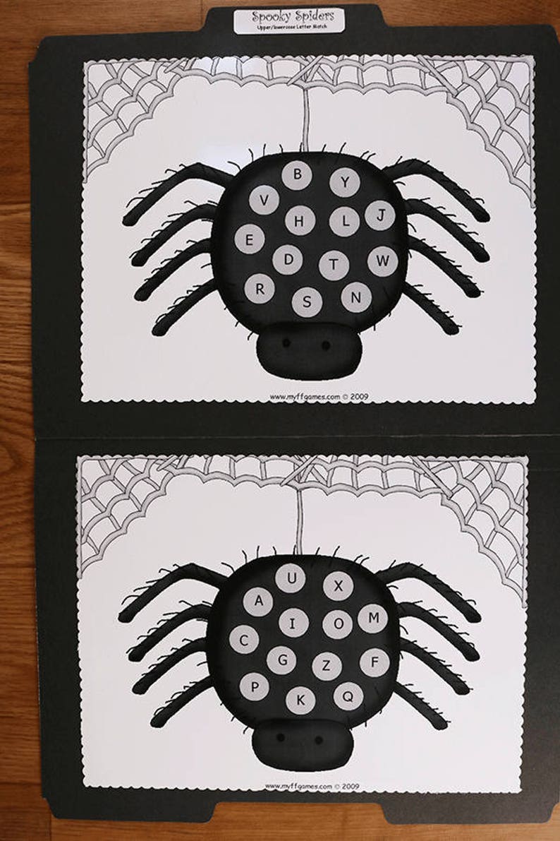 Upper/lowercase Letters - Spider Letters - Printable File Folder Game ...