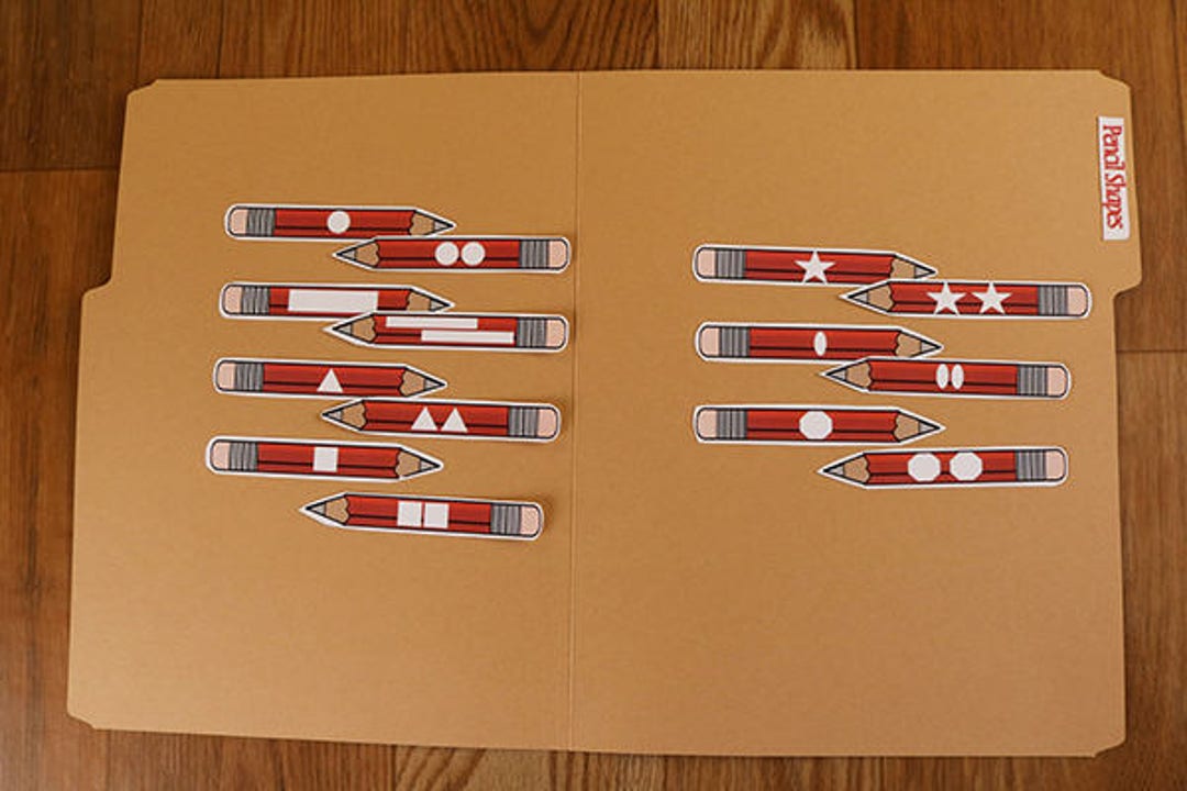 Matching Pencil Shapes - Printable File Folder Game PDF Download ...