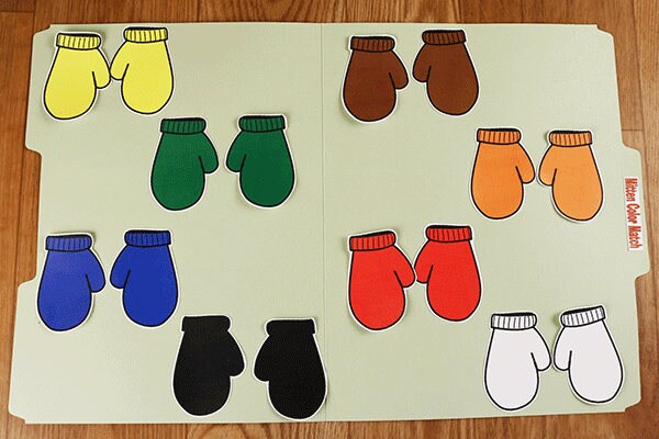 Color Matching - Mitten Colors - Printable File Folder Game PDF ...