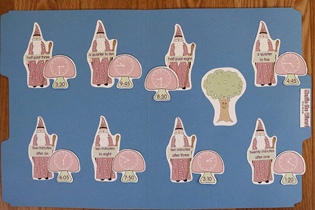 Telling Time Phrases -merlin the Wizard - File Folder Game - Printable ...