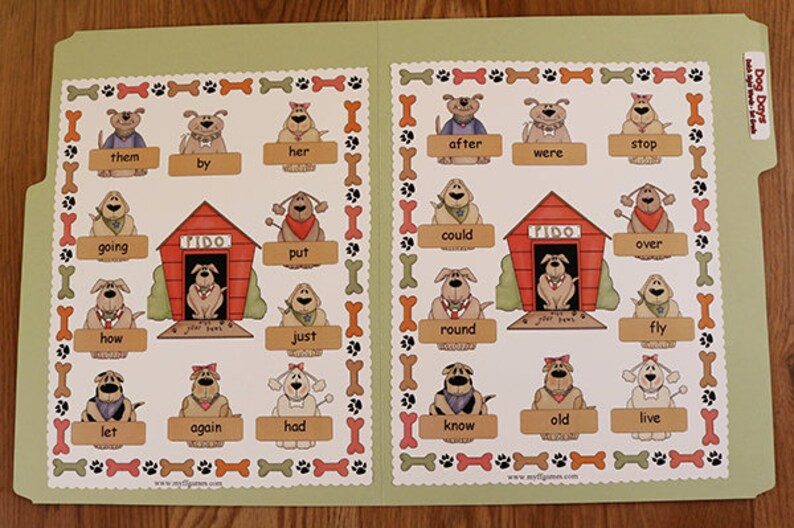 Dolch Sight Words 1st Grade - Dog Days - Printable File Folder Game PDF ...