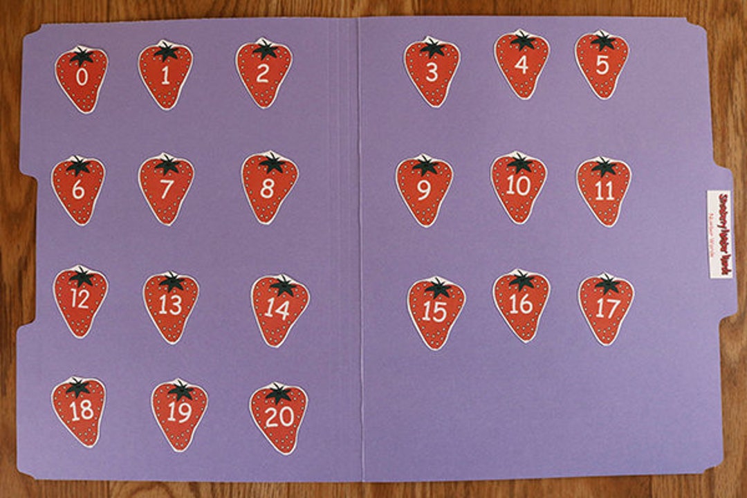 Reading Number Words - Strawberry Numbers -printable File Folder Game ...