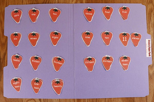 Reading Number Words - Strawberry Numbers -printable File Folder Game ...