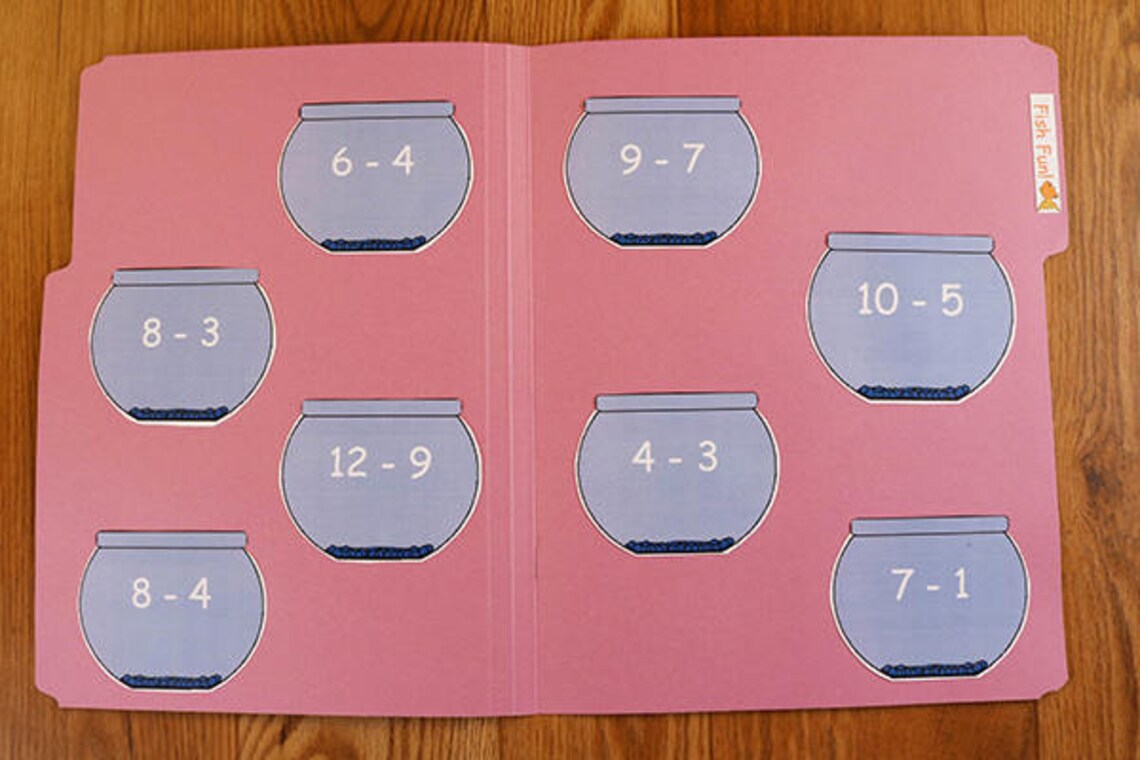 Subtraction - Fish Fun - Printable File Folder Game PDF Download ...