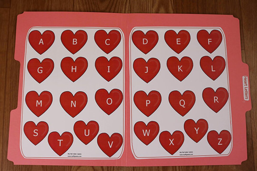 Upper/lowercase Letters - Heart Letters - Printable File Folder Game ...