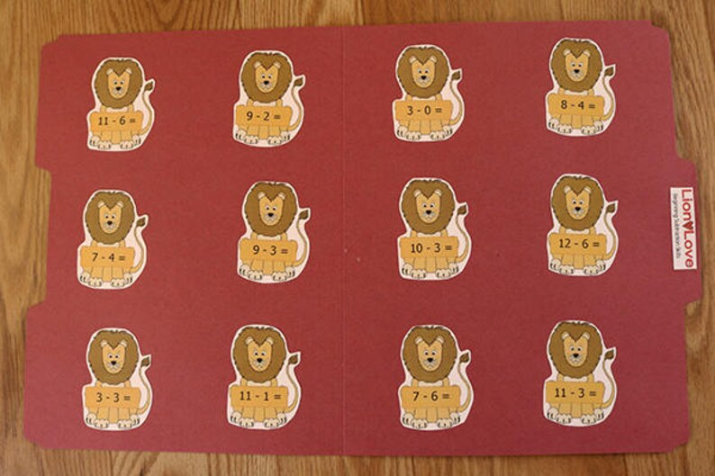 Subtraction - Lion Love - Printable File Folder Game PDF Download ...
