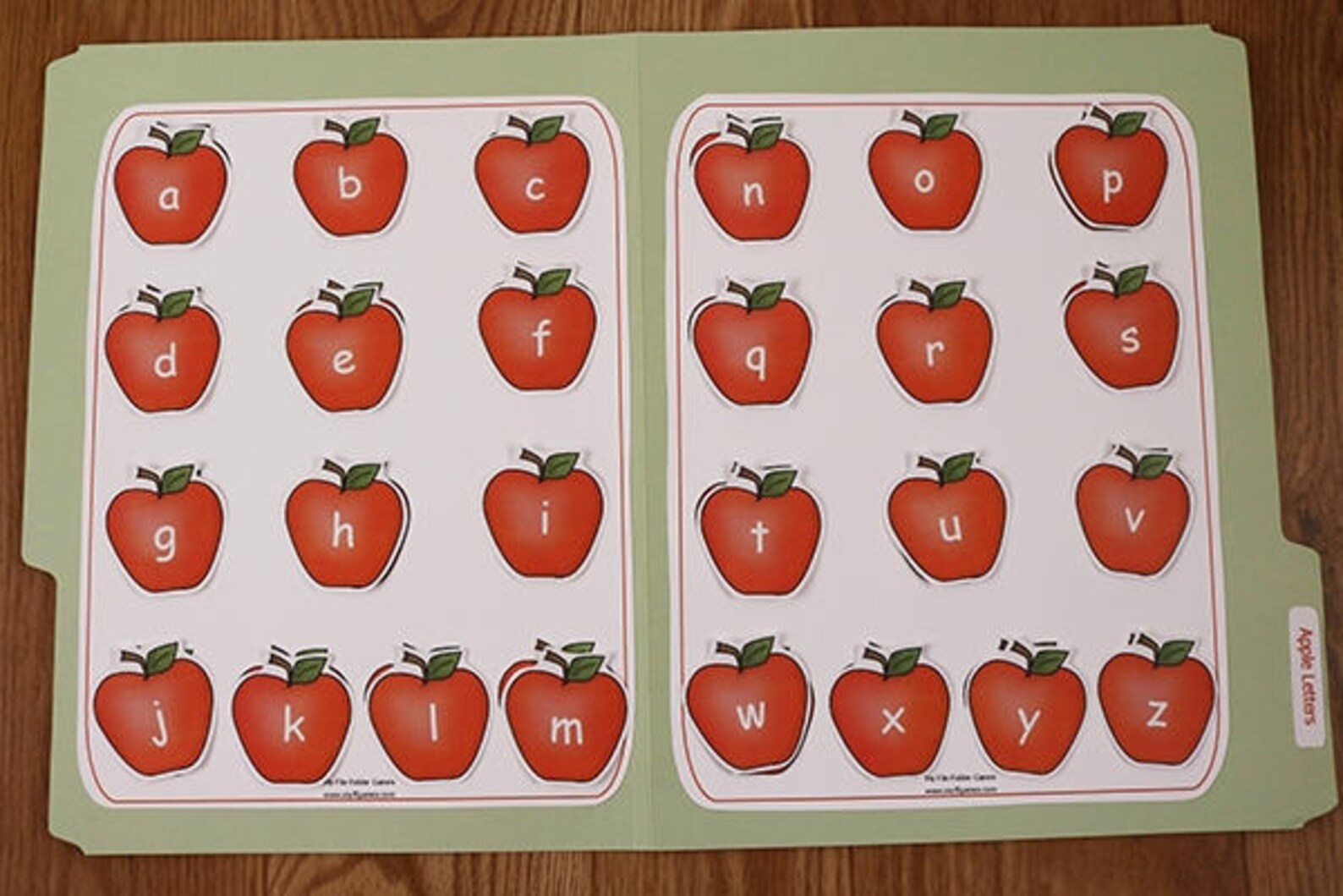 Upper & Lowercase Letters - Apple Letters - Printable File Folder Game ...
