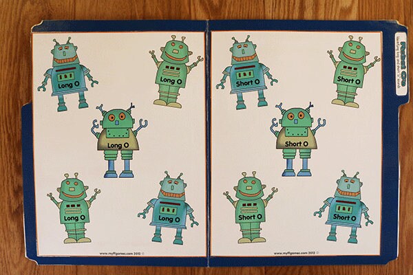 Long Short Vowel O - Robot O's - Printable File Folder Game PDF ...